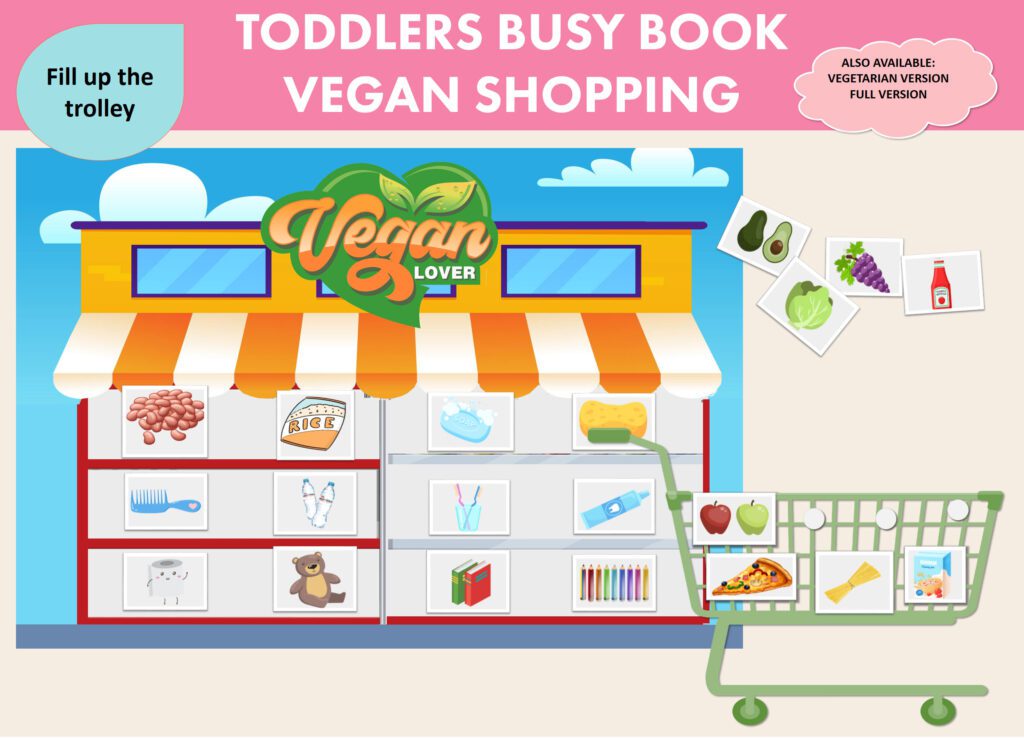Toddler Vegan Shopping Game Busy Book - Mizo World